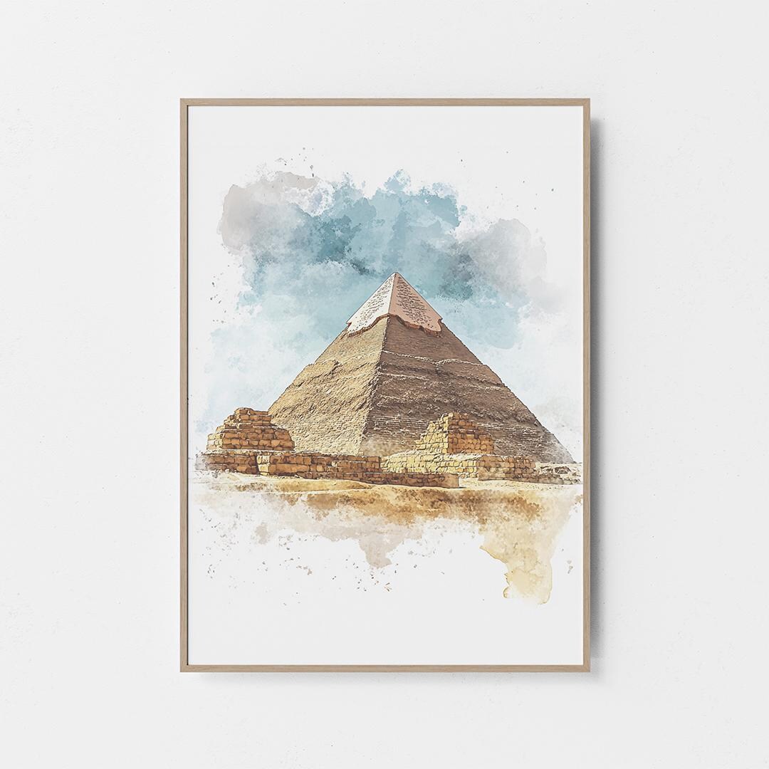 Giza Pyramids Art Print: Watercolor Style Minimalist and Modern Egypt ...