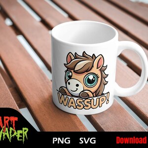 Wassup Kawaii Peeking Horse SVG PNG Files, Adorable Cute Horse Graphic ...
