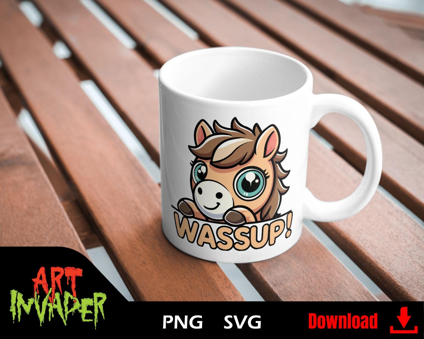 Wassup Kawaii Peeking Horse SVG PNG Files, Adorable Cute Horse Graphic ...