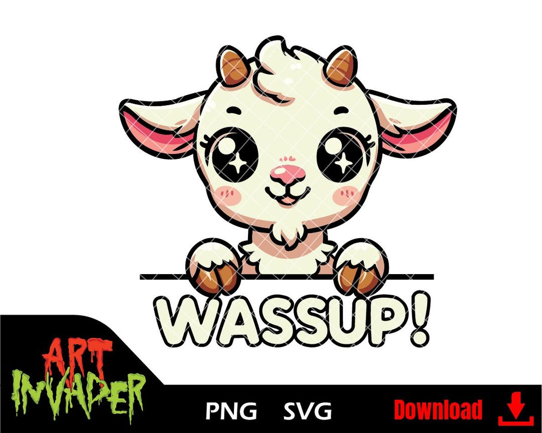 Kawaii Goat Svg, Wassup Svg, Peeking Goat Svg, Cute Lamb Stickers ...