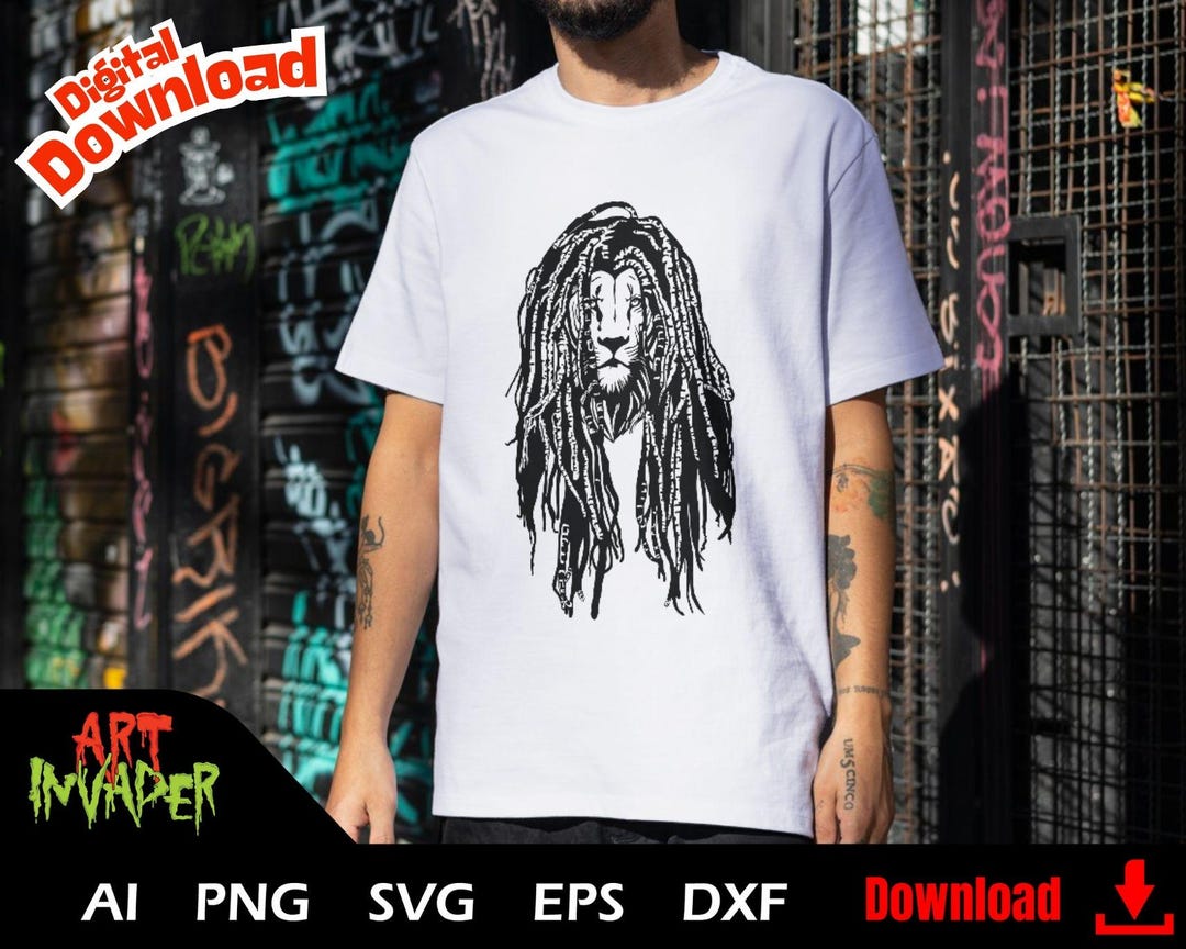 Rasta Lion Svg, Dreadlocks Lion Head Clipart, Tribal Lion Png, Reggae ...