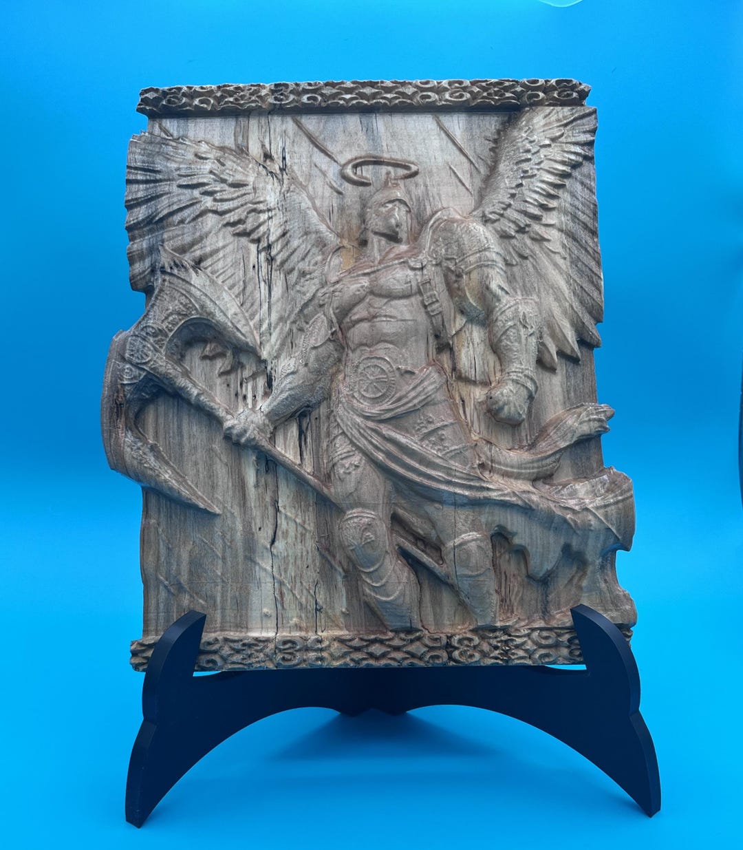 Guardian Angel Warrior Bas-relief on Live Edge -- Unique Home Decor - Etsy