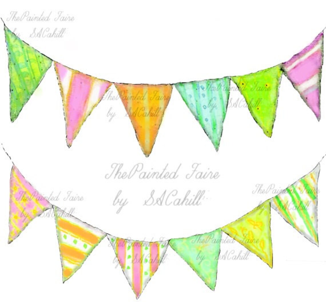Pennant Banner Clip Art, Digital Banner, Clip Art Bunting, Clip Art ...