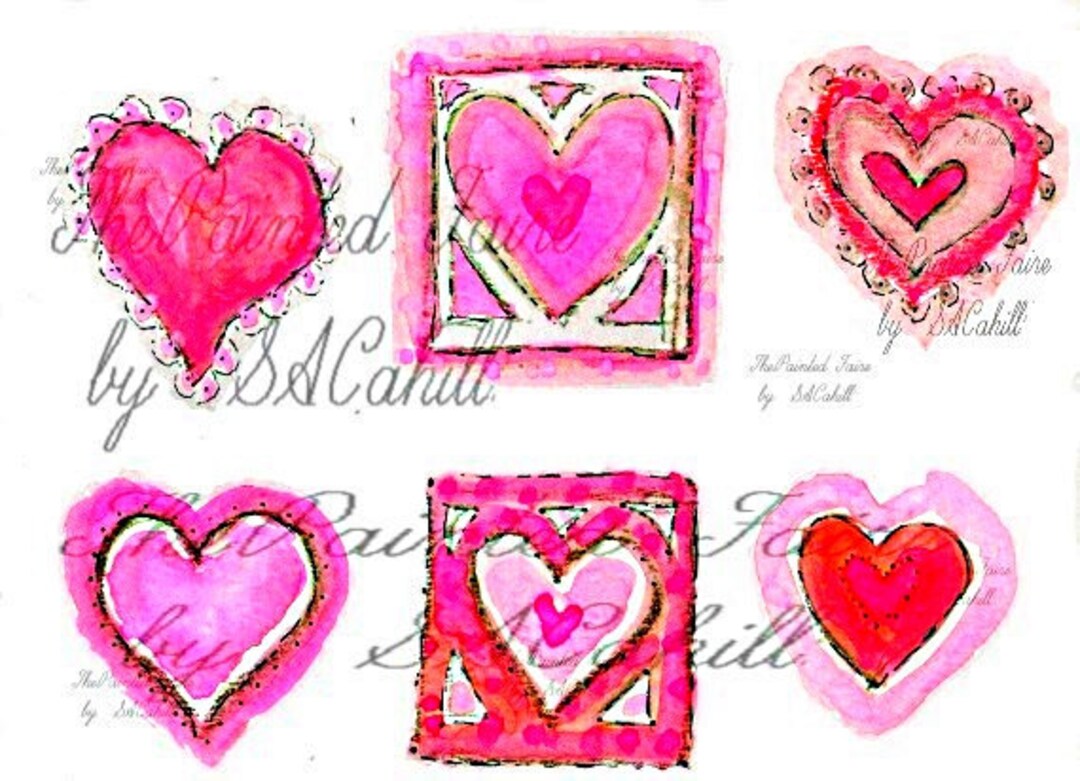 Heart Clip Art,valentine Clip Art, Pink Heart Clip Art, Digital Hearts ...