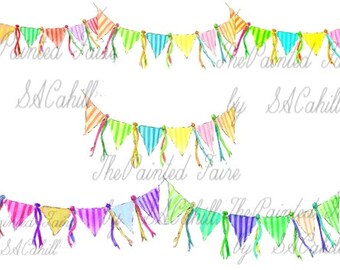 Bunting Pastel pink Yellow and Aqua Digital (Instant Download) - Etsy