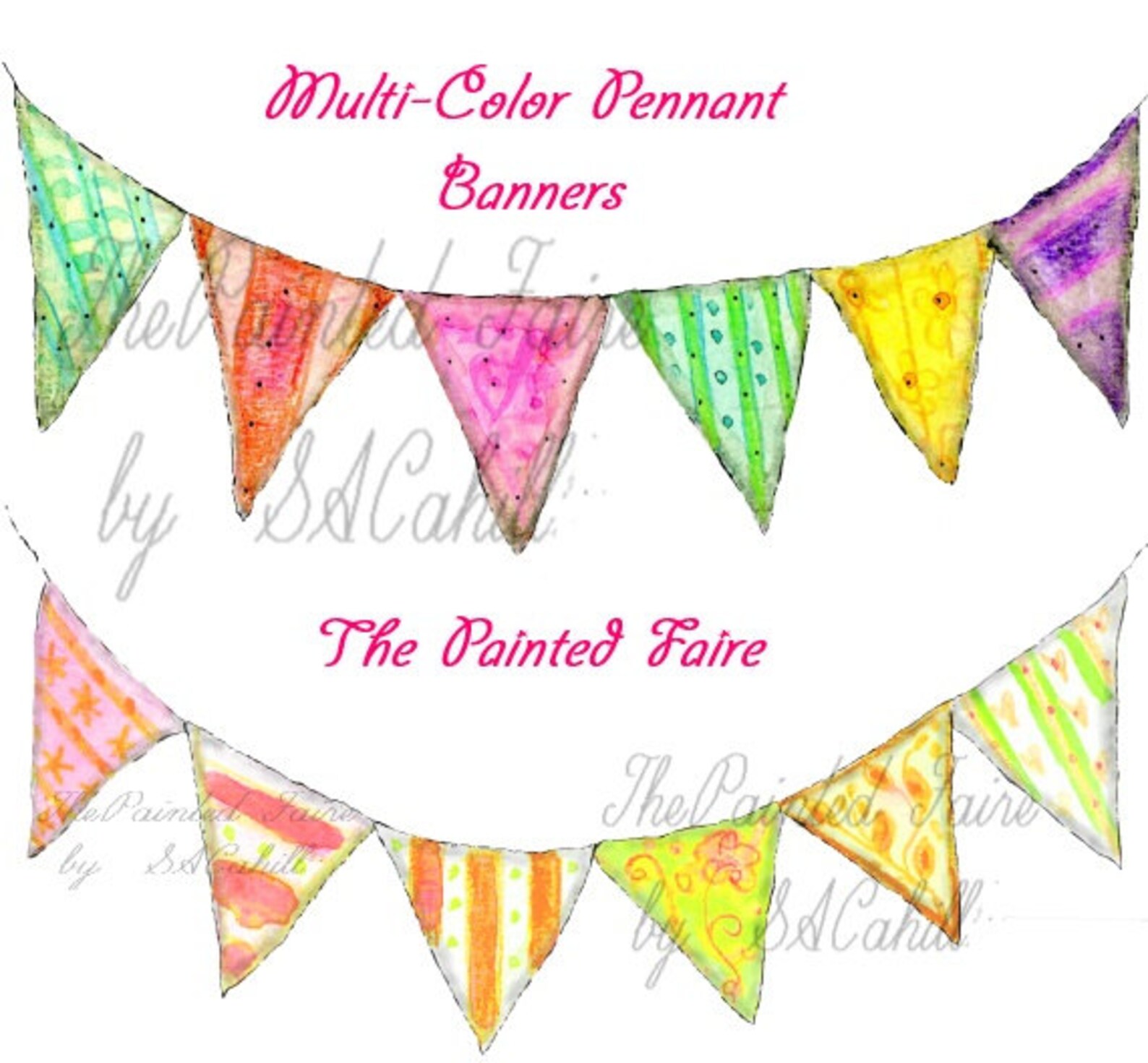 Pennant Banner Clip Art, Digital Banner, Clip Art Bunting, Clip Art ...