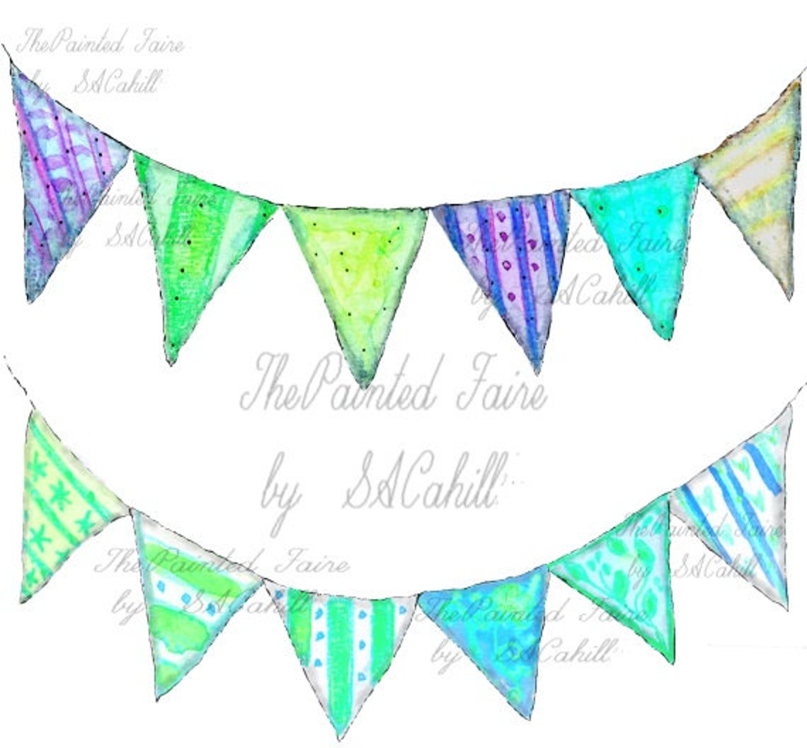 Pennant Banner Clip Art, Digital Banner, Clip Art Bunting, Clip Art ...