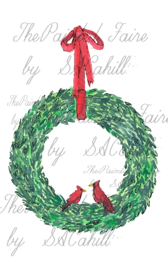 Christmas clip art christmas wreath clip art digital wreath | Etsy