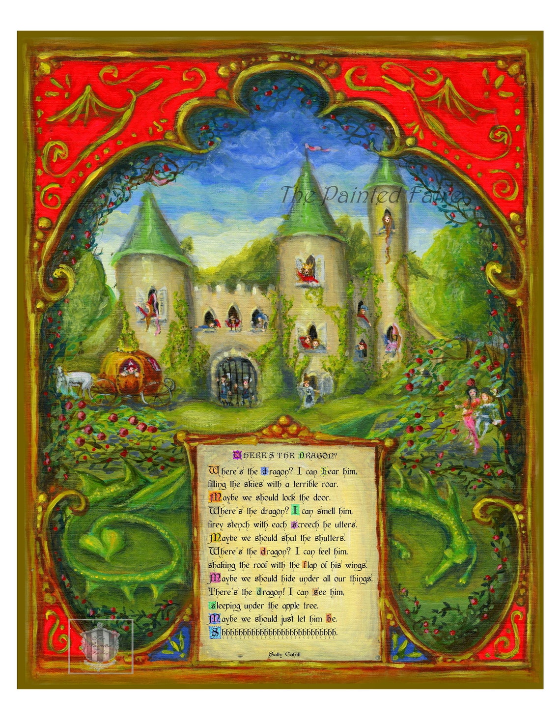 Dragon Art Print Nursery Rhyme Print Illustrated Poem | Etsy