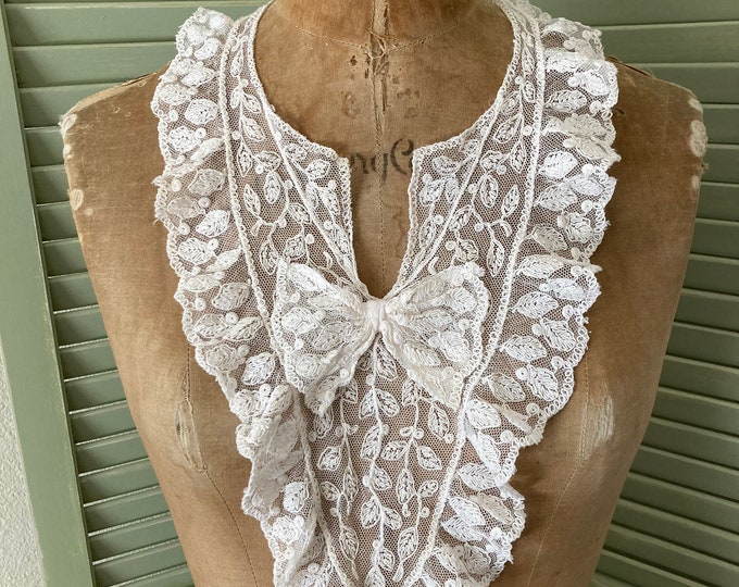 Vintage 1930's Creamy White Cotton Lace Jabot Collar - Etsy