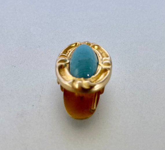 Antique Edwardian Embossed Oval Turquoise Lingerie Cl… - Gem