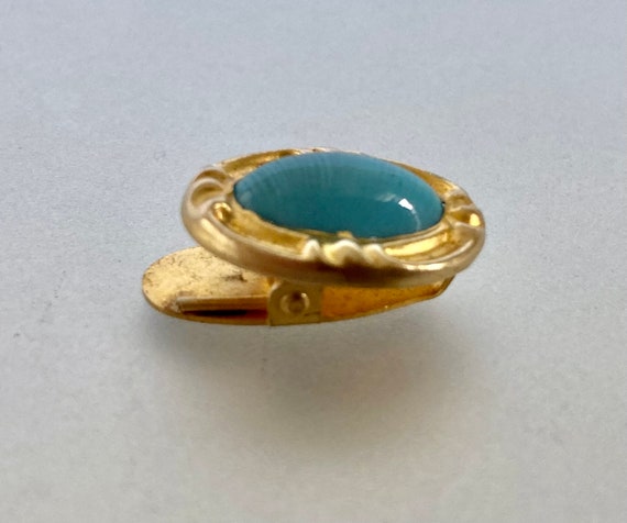 Antique Edwardian Embossed Oval Turquoise Lingerie Cl… - Gem