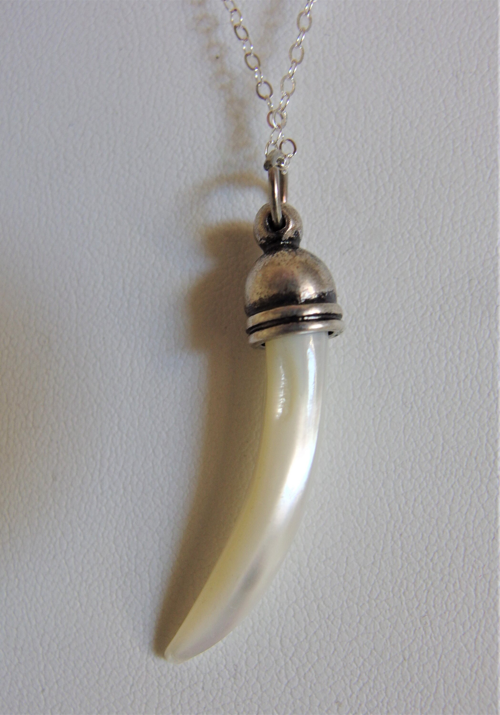 Vintage Sterling Silver Carved Mother of Pearl Italian Horn | Etsy