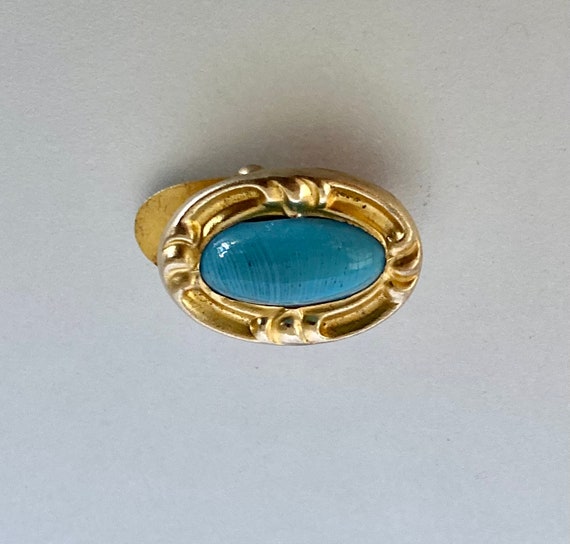 Antique Edwardian Embossed Oval Turquoise Lingerie Cl… - Gem