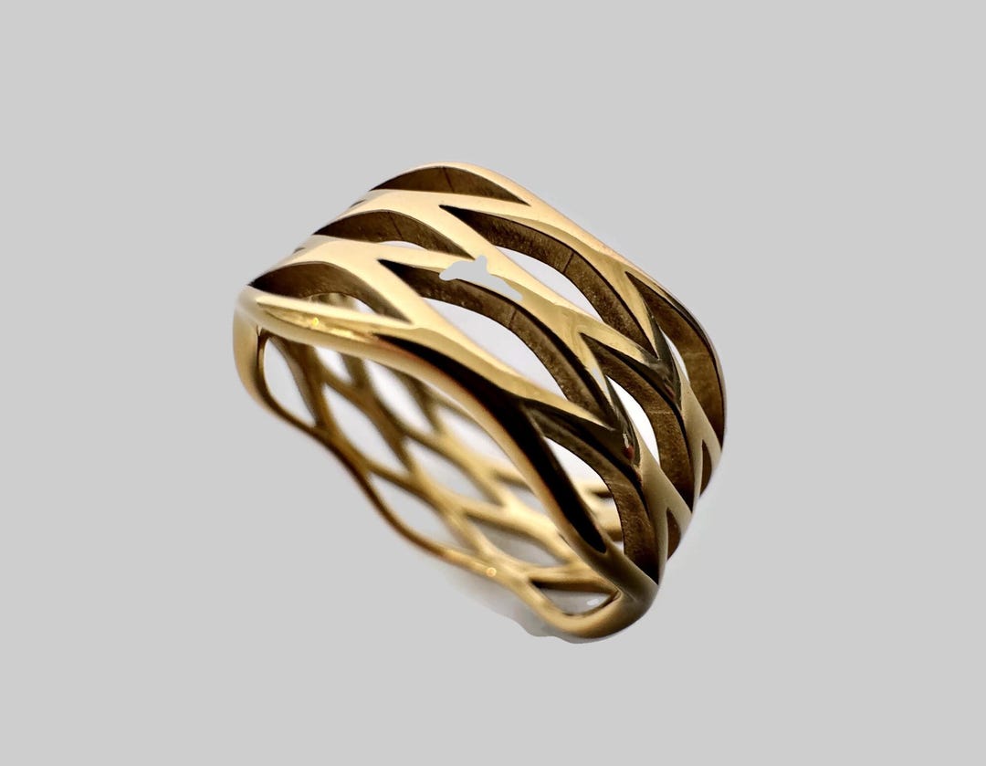 New Gold Tone Steel Open Weave Ring Size 8 - Etsy