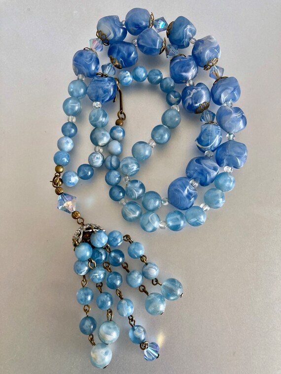 vintage long blue plastic - Gem