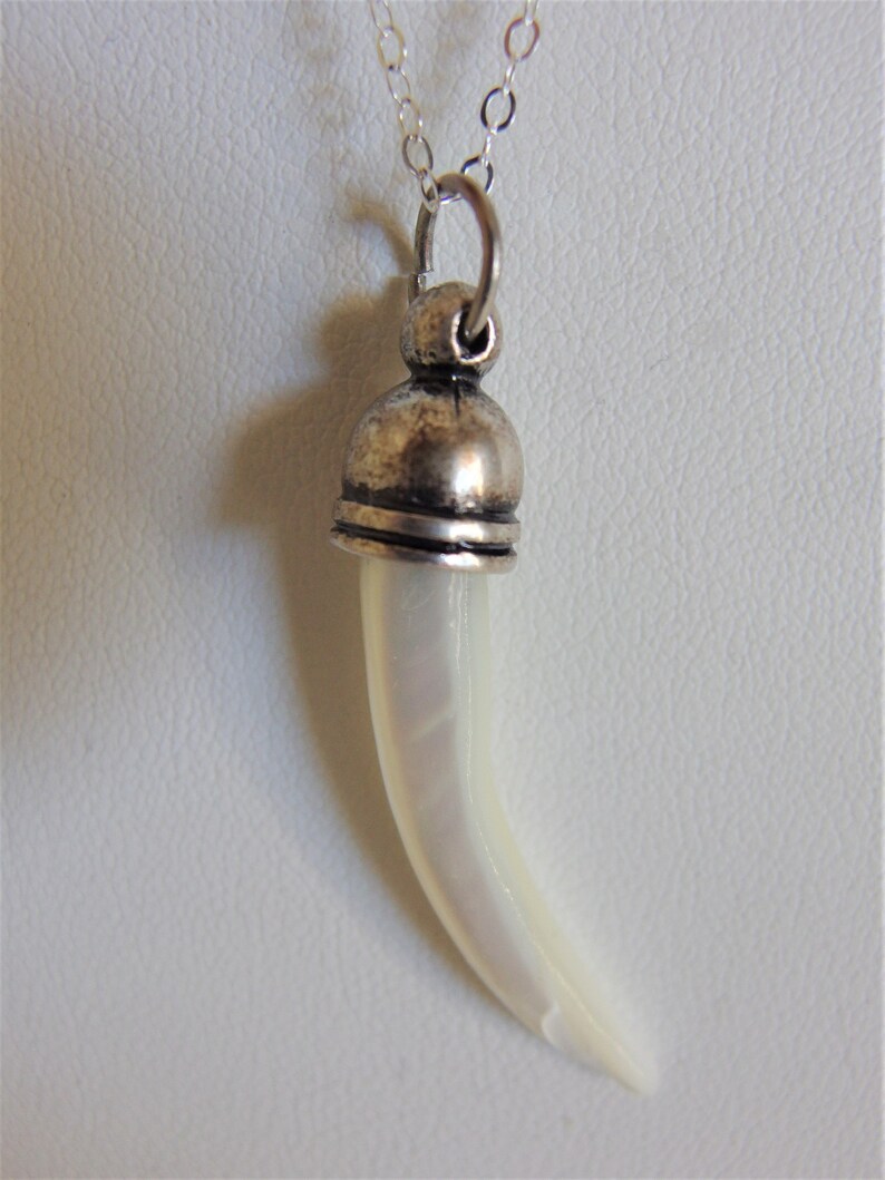 Vintage Sterling Silver Carved Mother of Pearl Italian Horn | Etsy