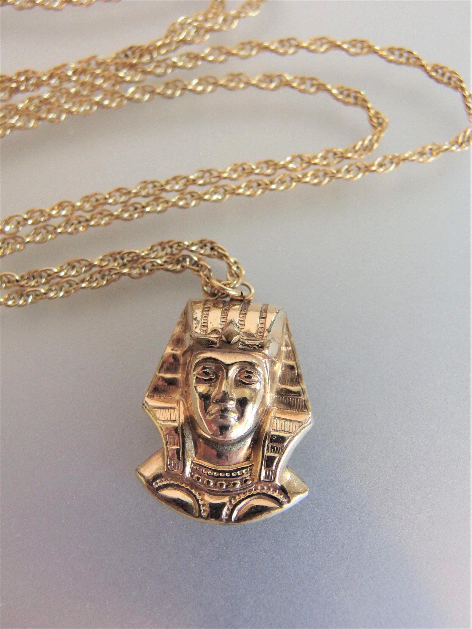 Vintage 12K GF King Tut Pendant Necklace - Etsy
