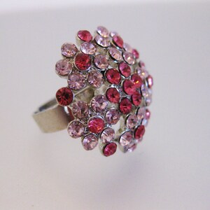 Vintage Pink & Red Rhinestone Statement Ring - Etsy