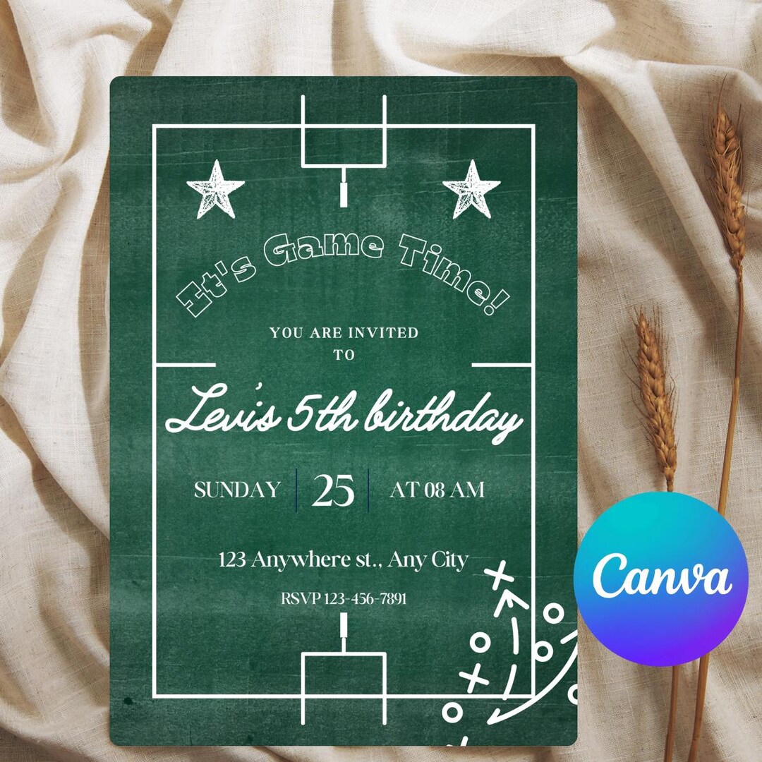 Football Themed Digital Invitation Template - Etsy