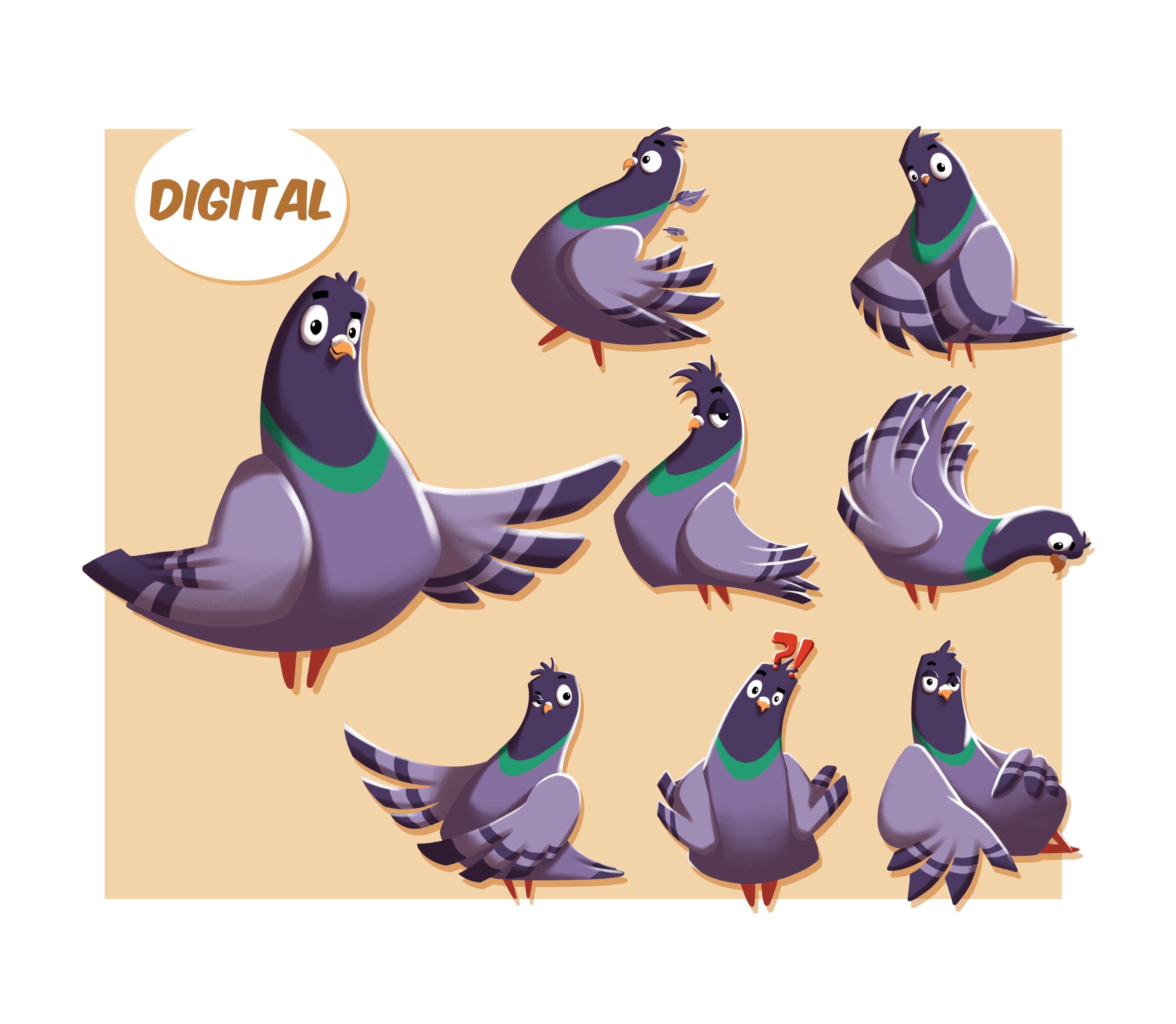 Funny Digital Pigeon Stickers | Printable Bird Stickers for Planners ...