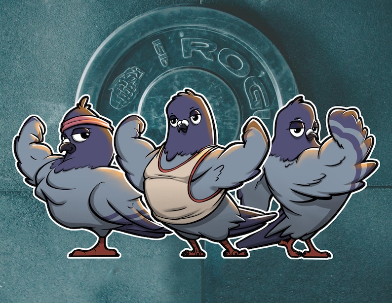 Gym Pigeons Digital Stickers - Funny Bodybuilder Pigeon Pngs for ...