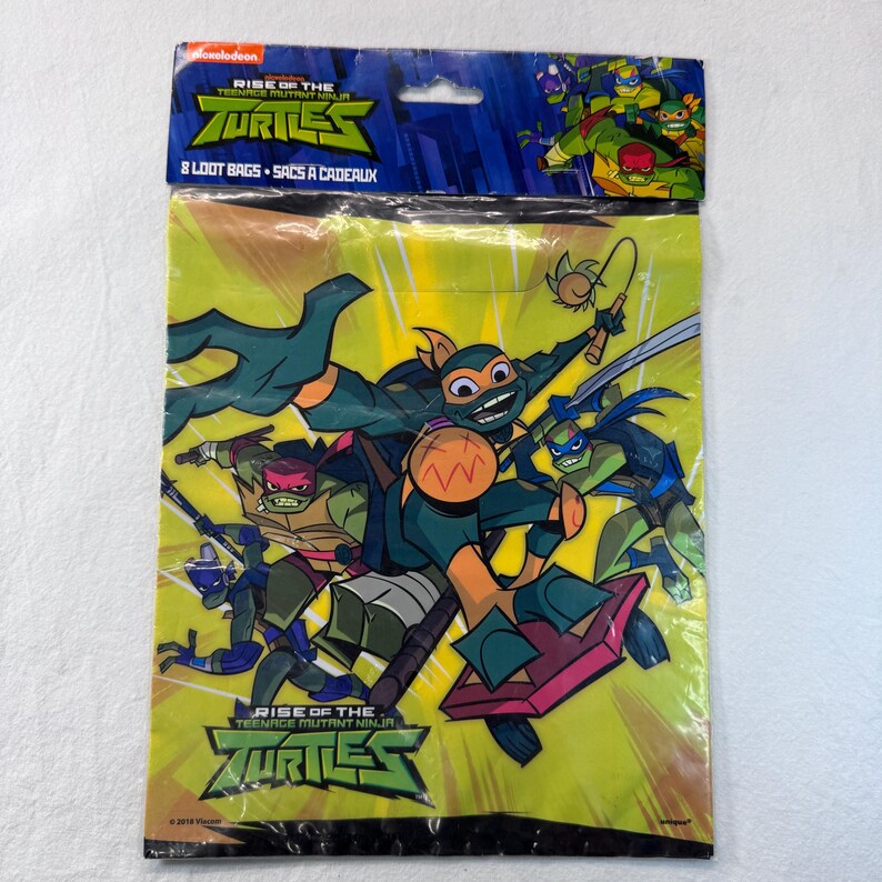 TMNT Cartoon Character Themed Birthday Party Loot Bags - Set of 8 Retro ...