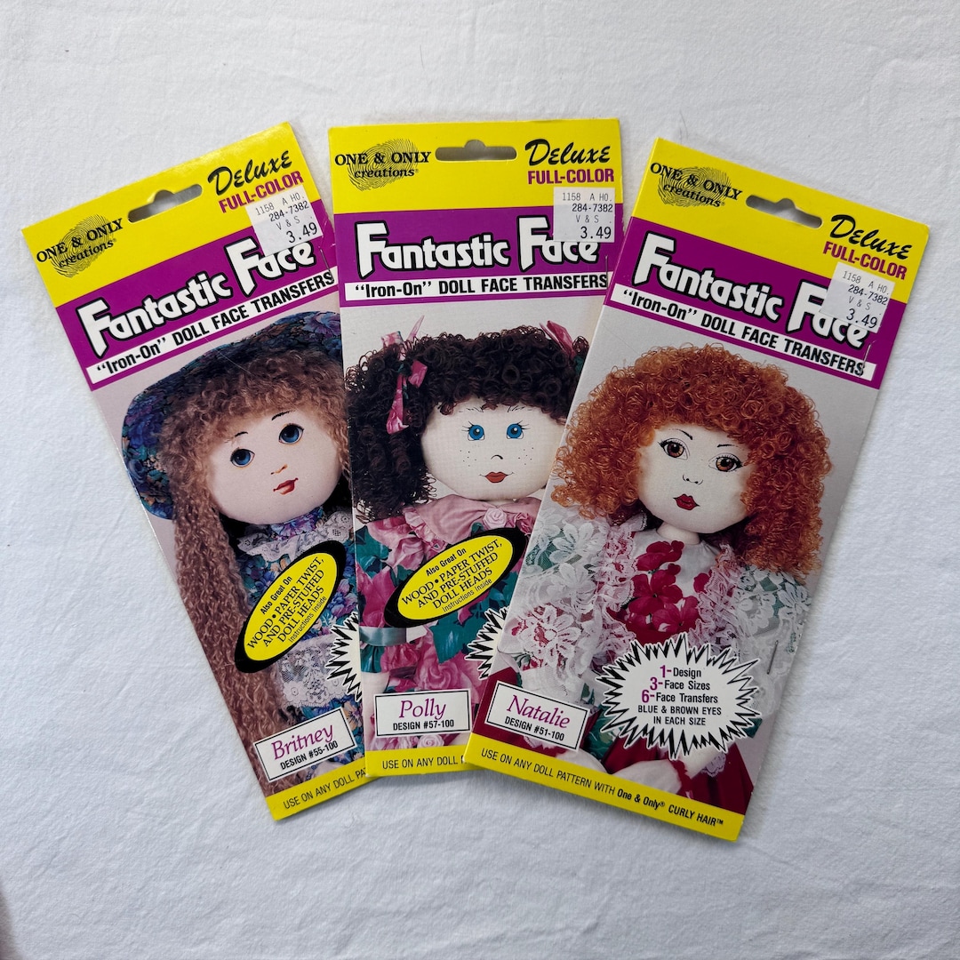 RARE Fantastic Face Iron-on Doll Face Transfers - Set of 3 (brittany ...