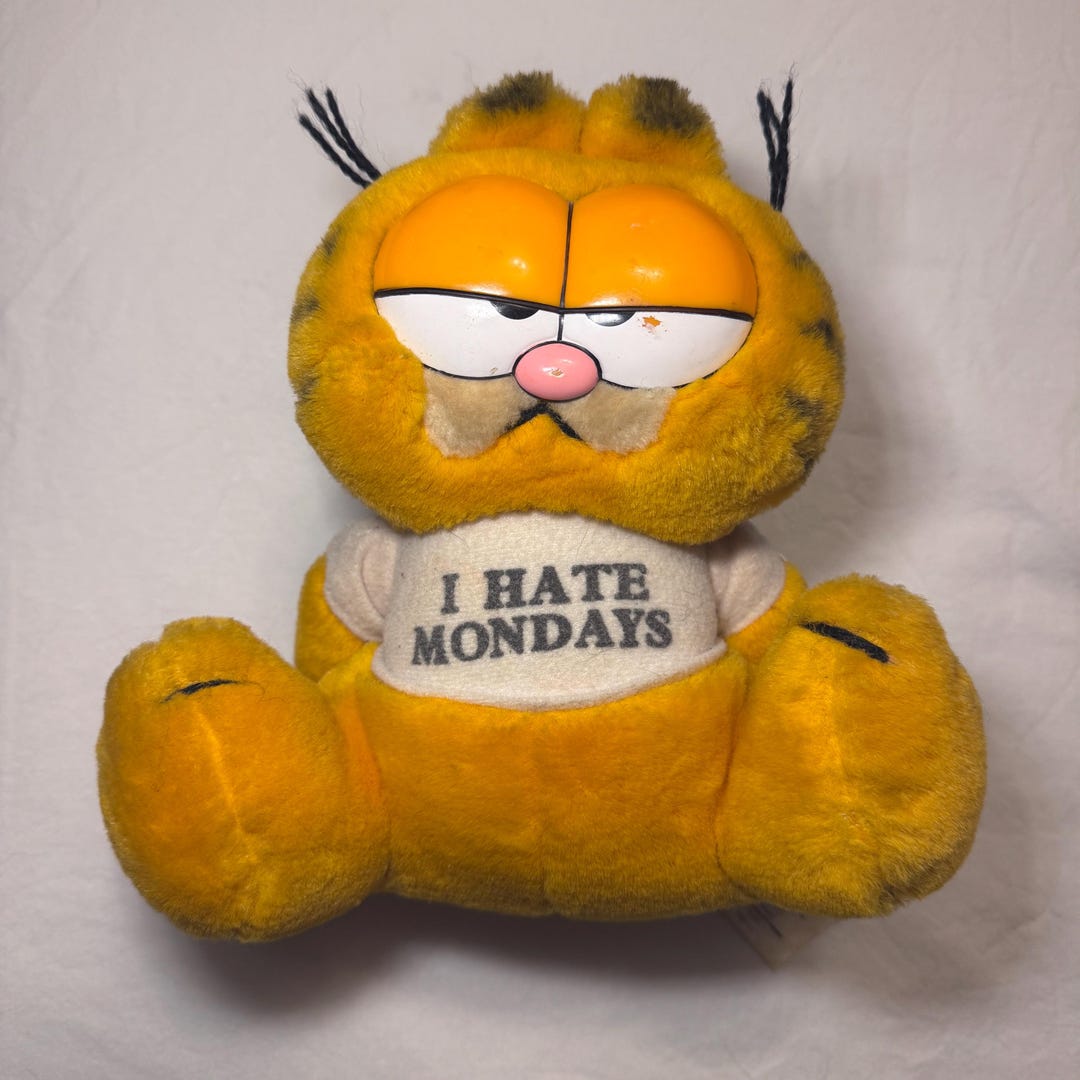 1978-1981 Garfield Plush. Iconic I Hate Mondays Shirt - Still Has Tags ...