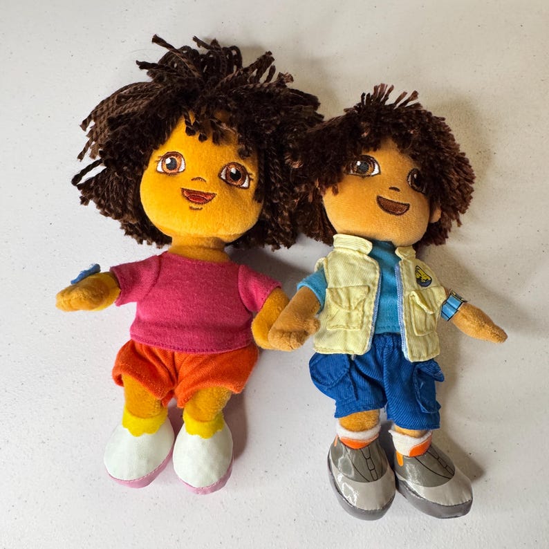 Dora the Explorer & Go Diego Go 9” Plush. Nickelodeon TY Beanie Baby ...