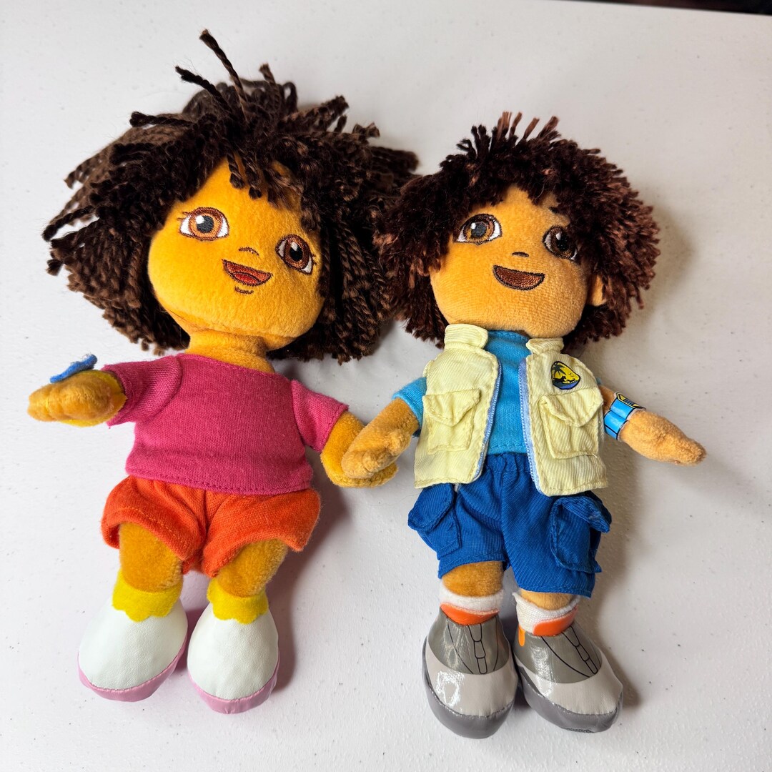 Dora the Explorer & Go Diego Go 9” Plush. Nickelodeon TY Beanie Baby ...