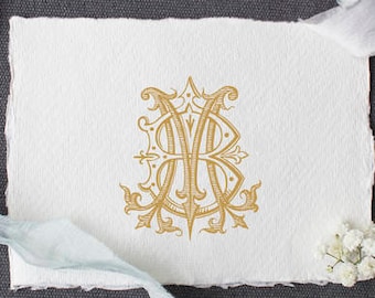 Vintage Wedding Monogram Logo BM MB Duogram B M Intertwined Monogram M ...