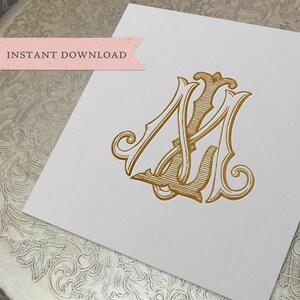 Vintage Monogram LM ML Digital Download L M - Etsy