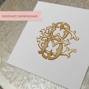Vintage Monogram BE EB Digital Download B E - Etsy