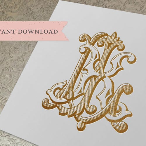 3 Initial Vintage Monogram CCE Three Letter Digital Download C - Etsy