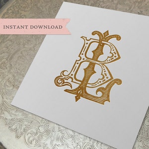 Vintage Monogram LB BL Digital Download B L - Etsy