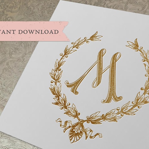 Vintage Wedding Crest Initial M Digital Download - Etsy