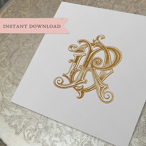 Vintage Monogram DR RD Digital Download D R - Etsy