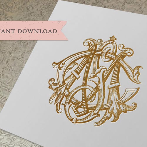 3 Initial Vintage Monogram CCE Three Letter Wedding Monogram - Etsy
