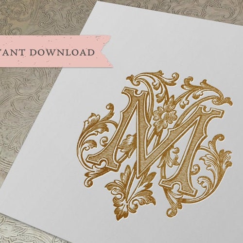 Vintage Monogram MA AM Digital Download A M - Etsy
