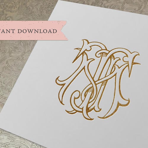 3 Initial Vintage Monogram CCE Three Letter Digital Download C - Etsy