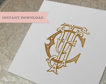 3 Initial Vintage Monogram KLJ JLK LKJ Three Letter Wedding | Etsy