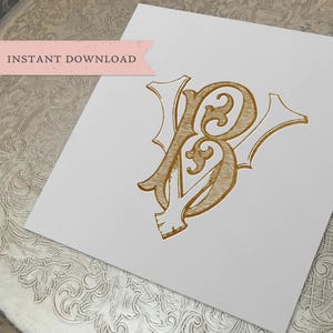 Vintage Monogram VB BV Digital Download B V - Etsy