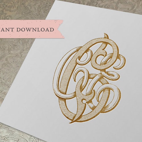 3 Initial Vintage Monogram CCE Three Letter Wedding Monogram - Etsy