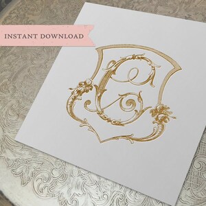 C Crest Vintage Initial C Crest Digital Download - Etsy