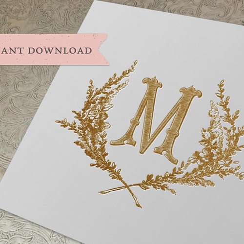 Vintage Wedding Crest Initial M Digital Download - Etsy