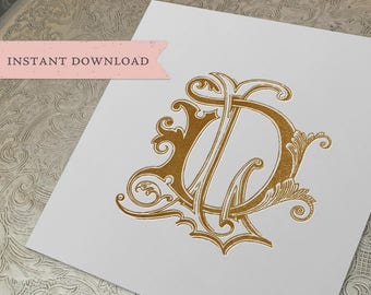 Antique Monogram Alphabet DL LD Antique Monogram Digital - Etsy