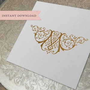 Vintage Wedding Crest Initial M Digital Download - Etsy