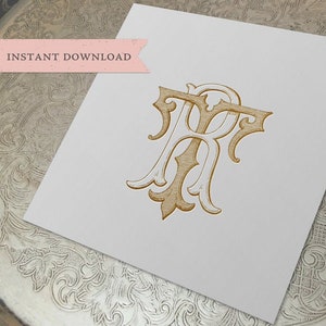 Vintage Monogram RT TR Digital Download R T - Etsy