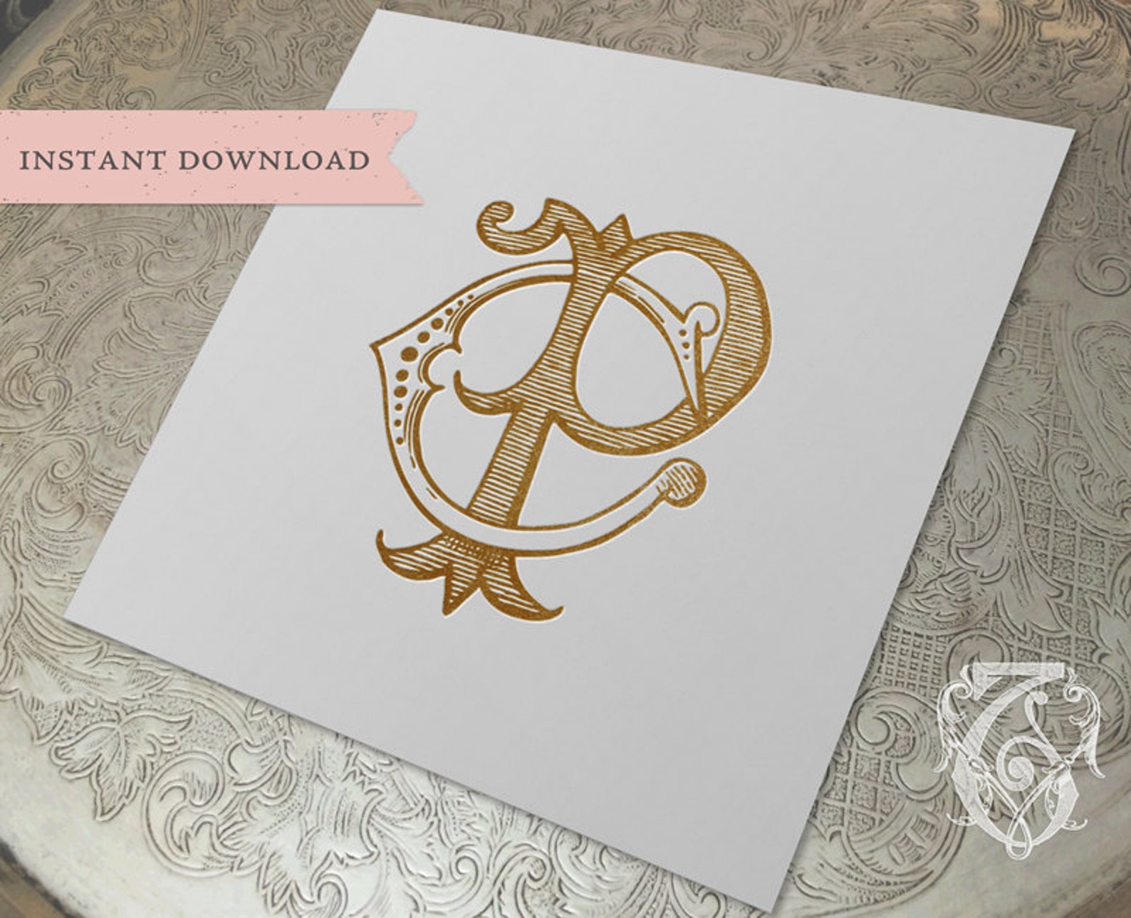 Vintage Monogram CP PC Digital Download C P - Etsy
